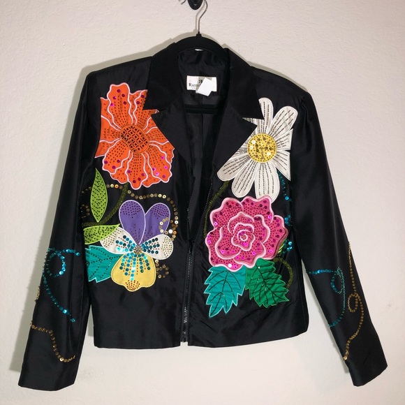 Russell Kemp | Jackets & Coats | Russell Kemp Floral Hand Beaded Jacket ...